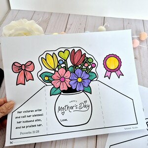 Mother's Day Bible Verse Card Printable Coloring Sunday School Foldable ...