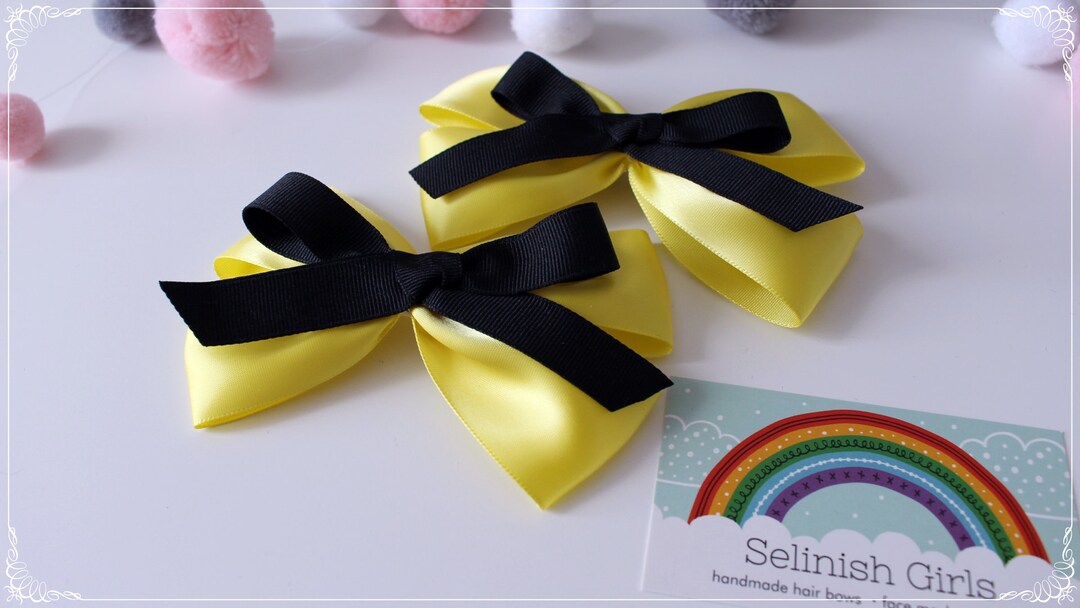 Black and Yellow Emma Bow, Wiggle Bow , Halloween Toddler Bow, Yellow ...