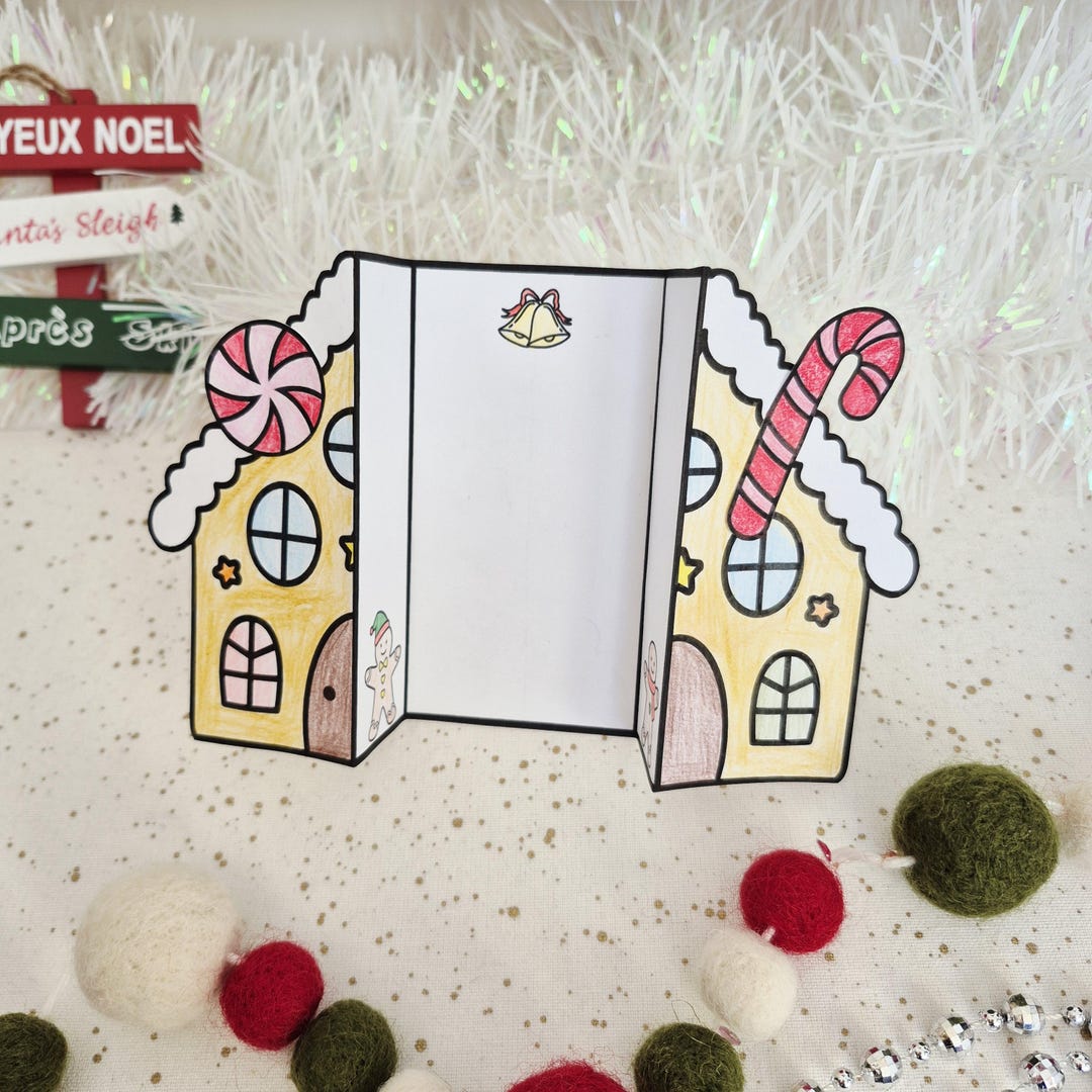Christmas Gingerbread House Foldable Card Craft for Kids, Holiday ...