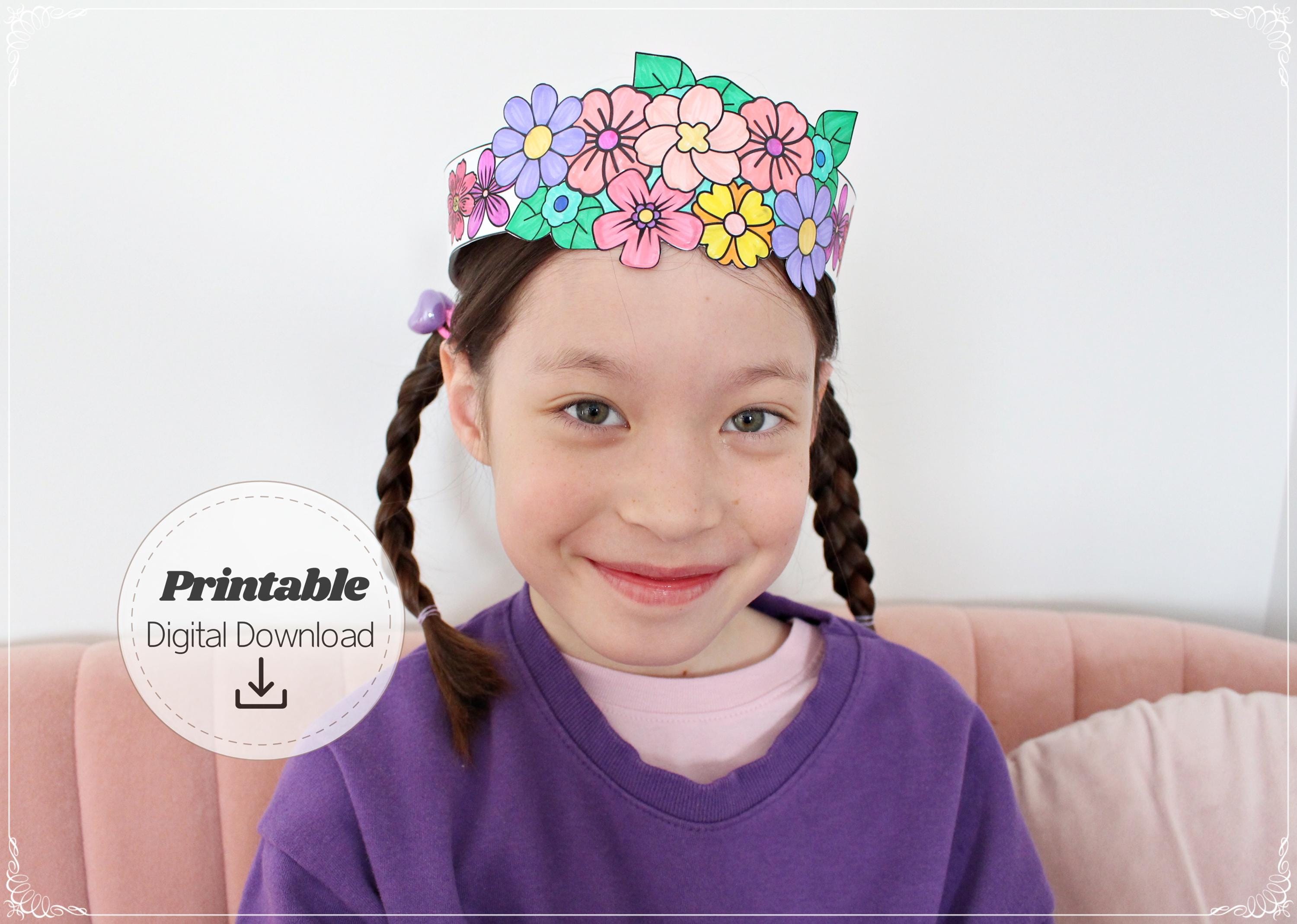 Printable Flower Crown Template Kids Spring Craft Activity DIY Paper ...