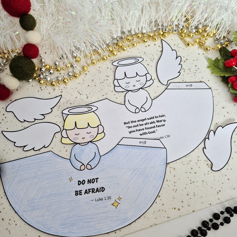 Printable Christmas Angel Craft Bible Verse, 3D Cone Angel Template for ...