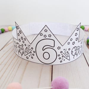 6th Birthday Crown Printable, 6 Year Old Birthday DIY Coloring Birthday ...
