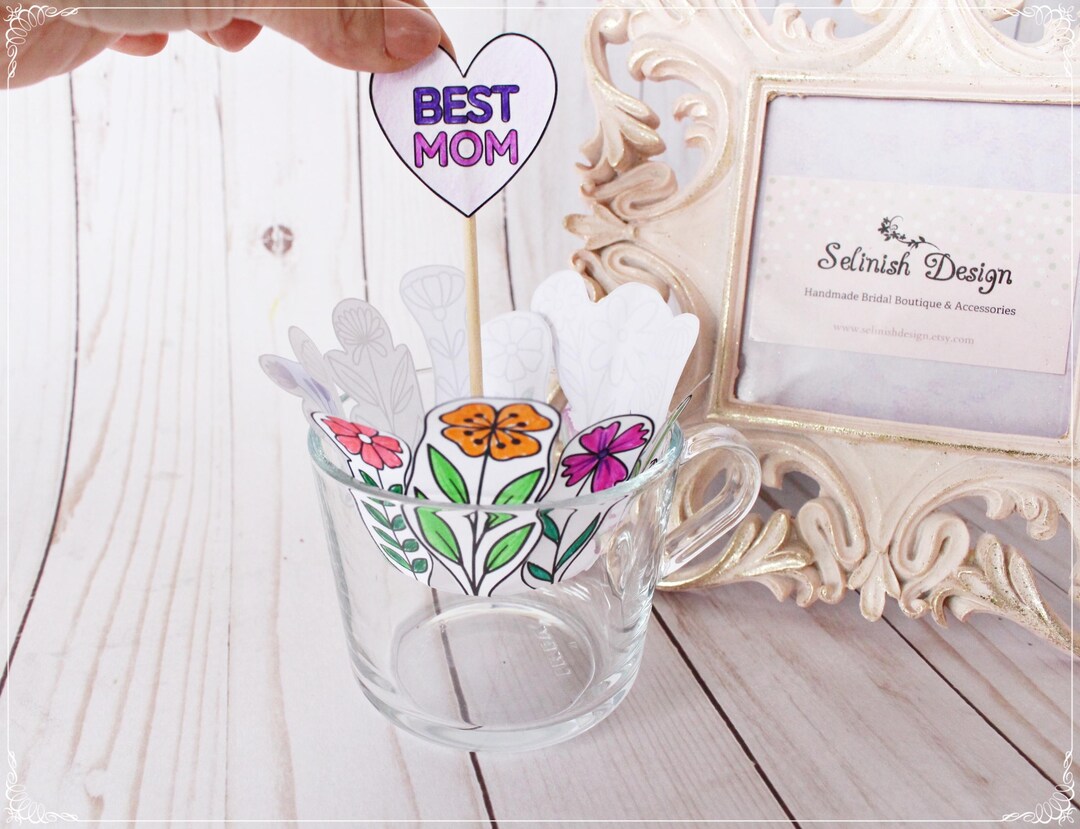 Mother's Day Paper Flower Mug Gift Decoration Printable Cup Decoration ...