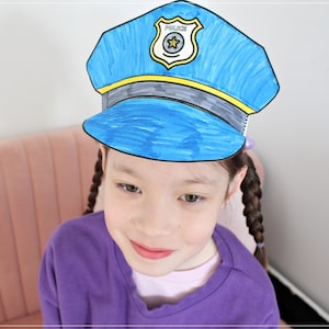 Police Hat Crown Printable Community Helper Craft Coloring DIY Paper ...