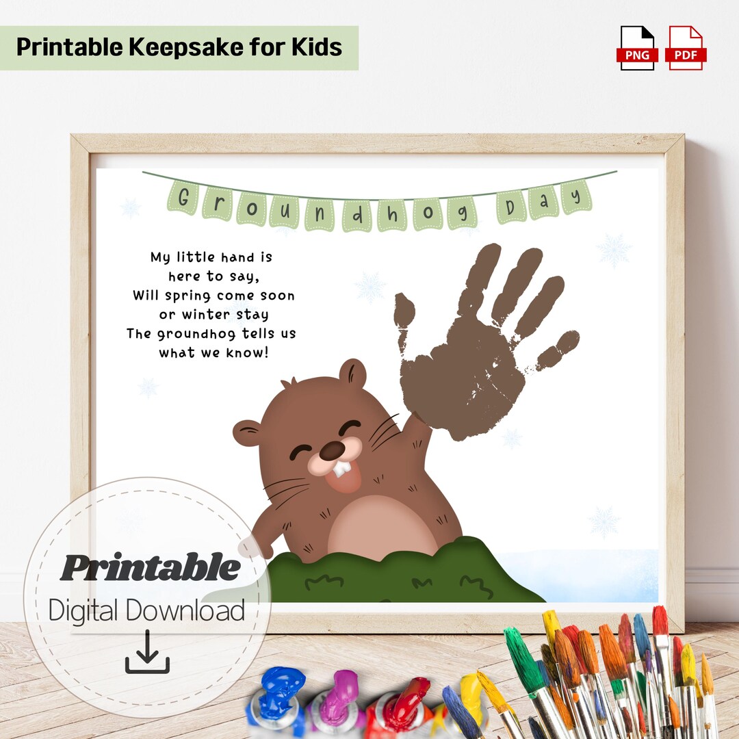 Groundhog Day Handprint Craft With Sweet Poem, Kids Keepsake Art ...