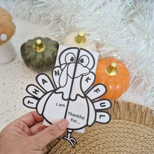 Printable Thankful Turkey Craft | Thanksgiving Foldable Coloring ...