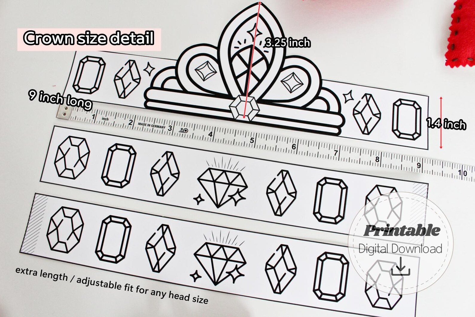 Paper Princess Crown Template Printable Kids Paper Tiara Craft DIY ...