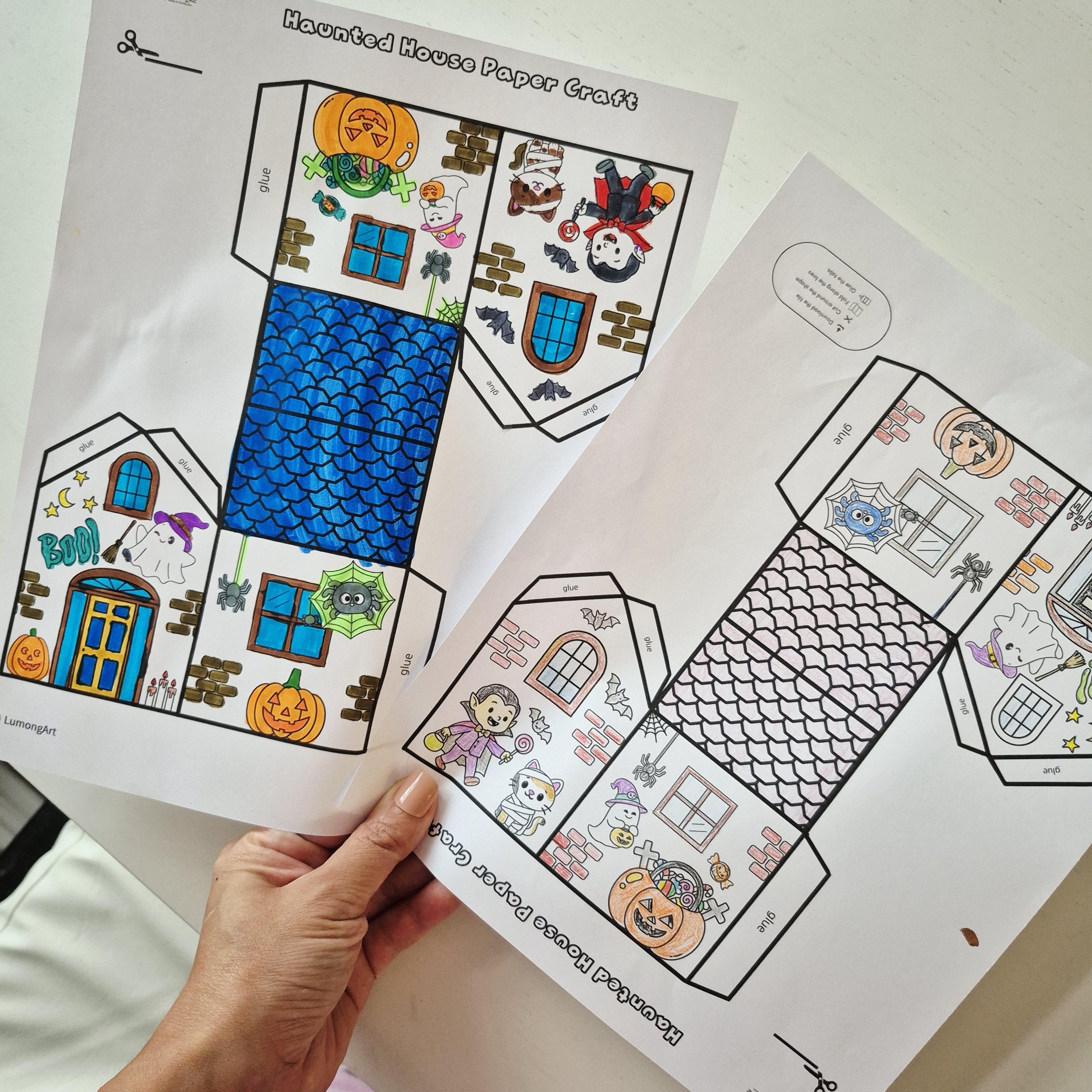 Haunted House Paper Craft Printable, Fun 3D Halloween Activity for Kids ...