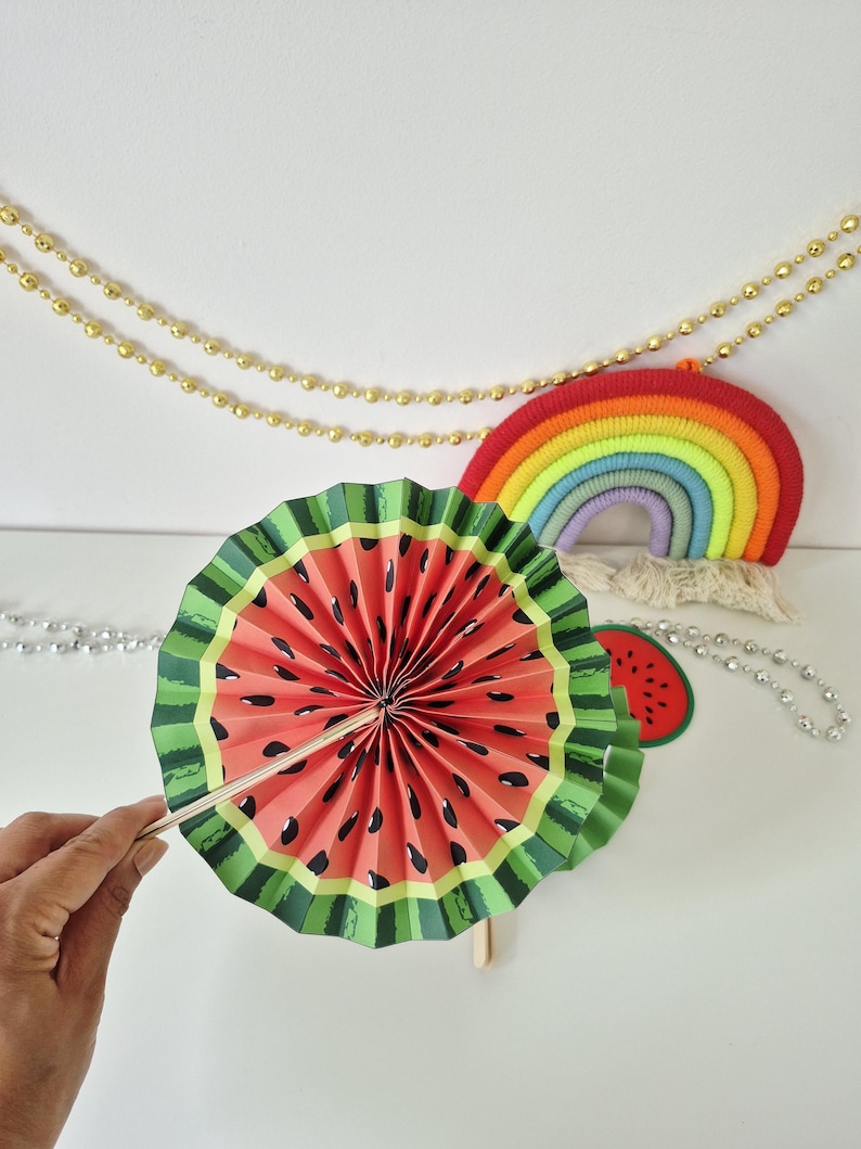 Watermelon Fan Craft Printable Summer Paper Fan Template Kids Summer ...