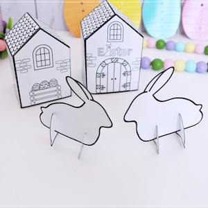 Easter Bunny House Template Printable 3D Paper Craft DIY Easter ...