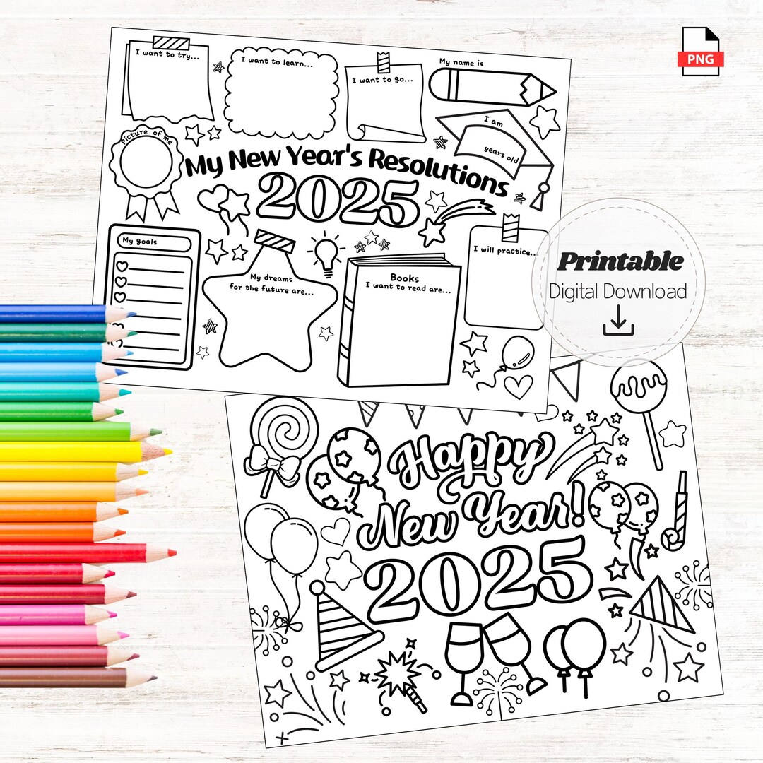 2025 Kids New Year Resolution Worksheet Printable Fun and Educational ...