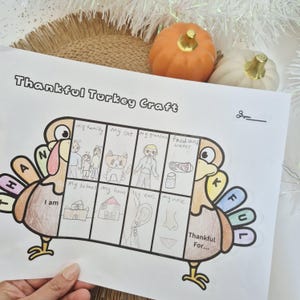 Printable Thankful Turkey Craft | Thanksgiving Foldable Coloring ...