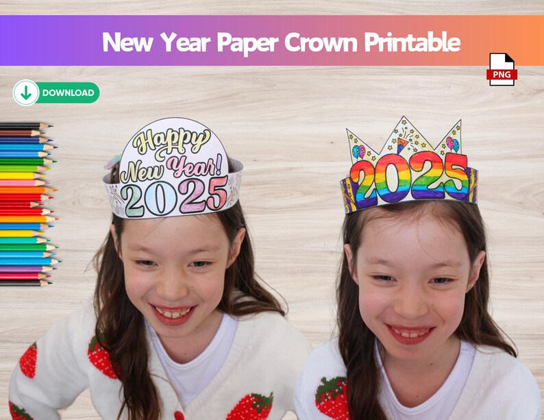 2026 New Year Paper Crown Printable DIY Coloring Craft Kids Activity ...