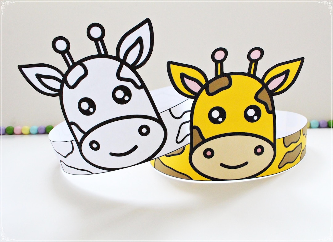 Giraffe Paper Crown Craft Printable Giraffe Day Activity Coloring ...