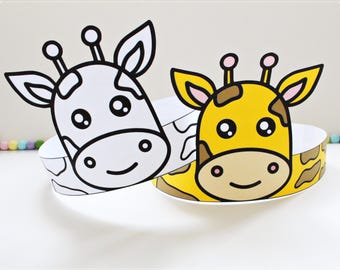 Giraffe Paper Crown Craft Printable Giraffe Day Activity Coloring ...