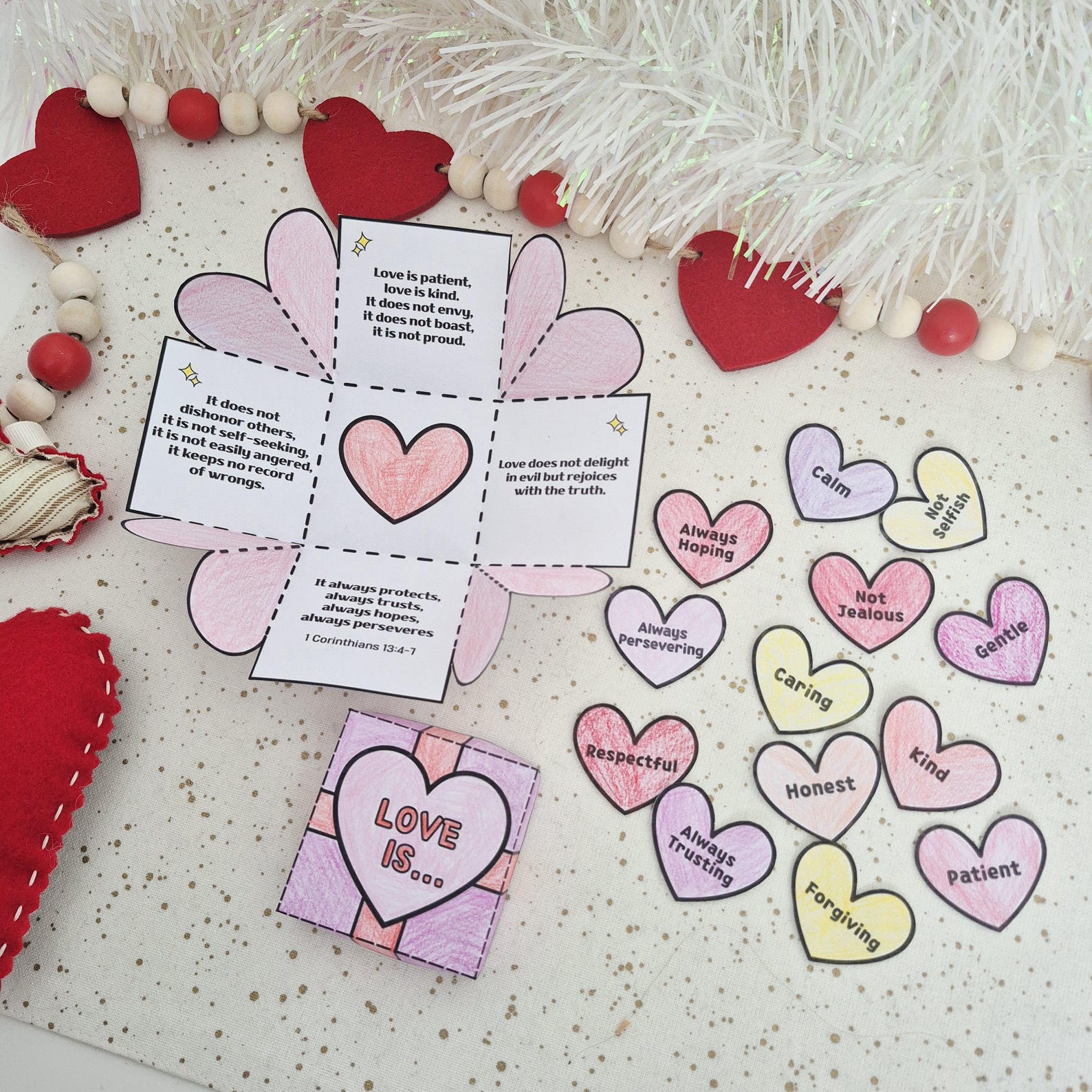 Love Is… Christian Heart Box Craft Printable | 1 Corinthians 13 ...