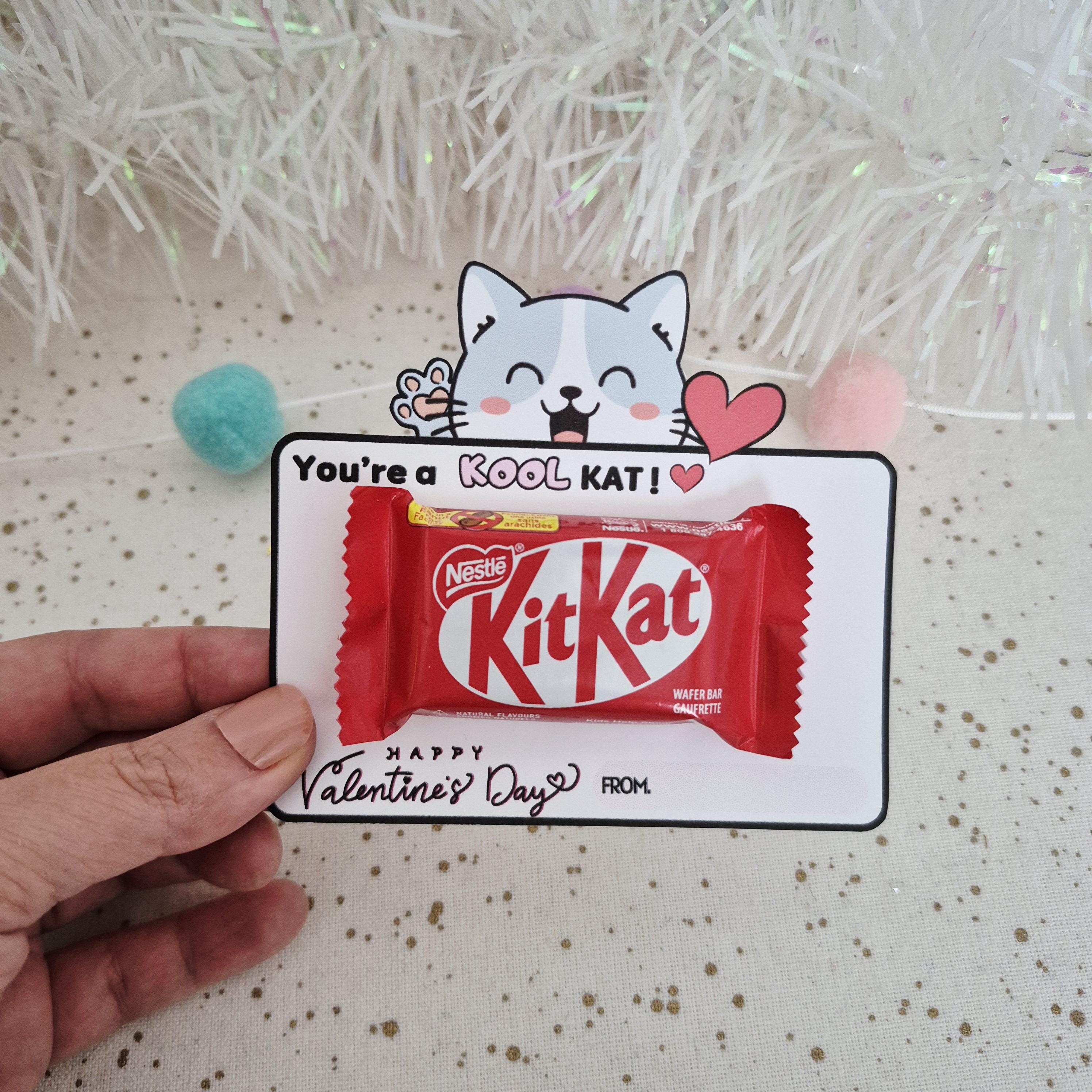 Printable Kool Kat Valentine Card – Cat-themed Classroom Treat Tag for ...
