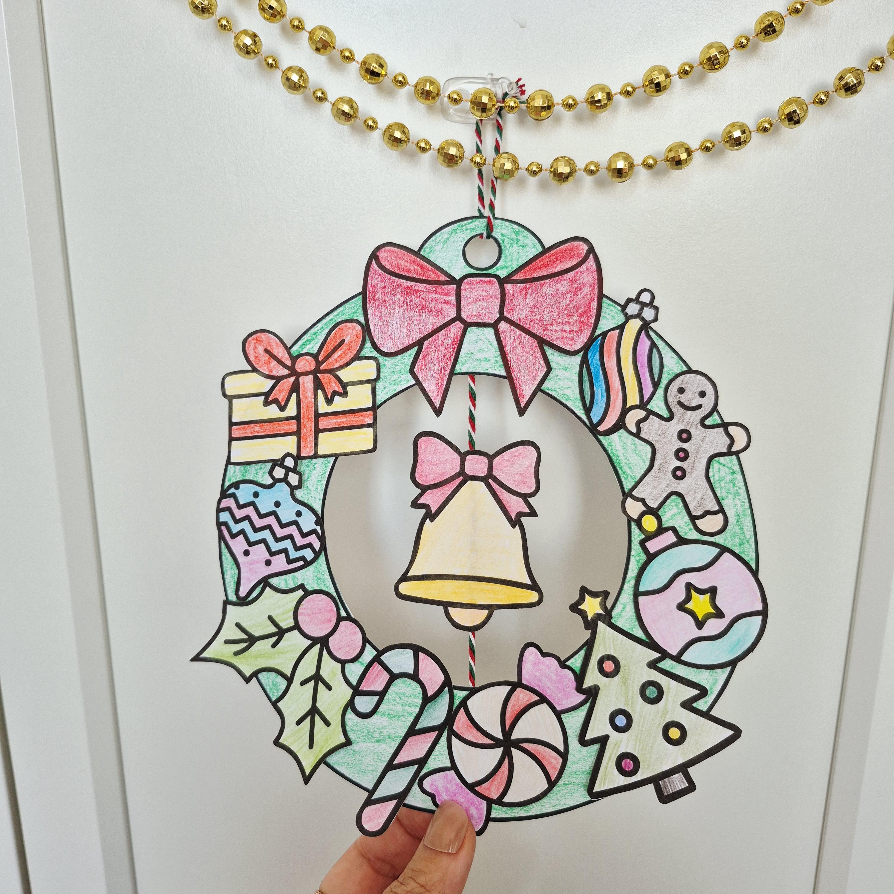 Printable DIY Christmas Wreath Craft for Kids | Holiday Coloring & Cut ...