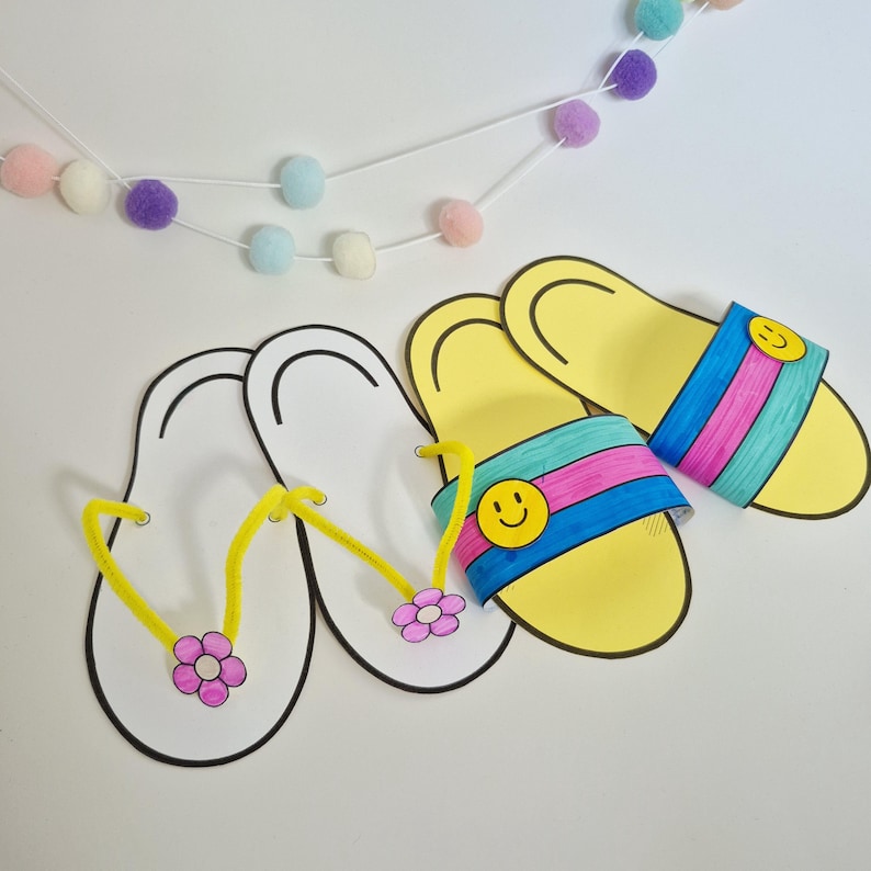 Printable Paper Sandal Craft for Kids | Summer Flip Flop Activity | Cut ...