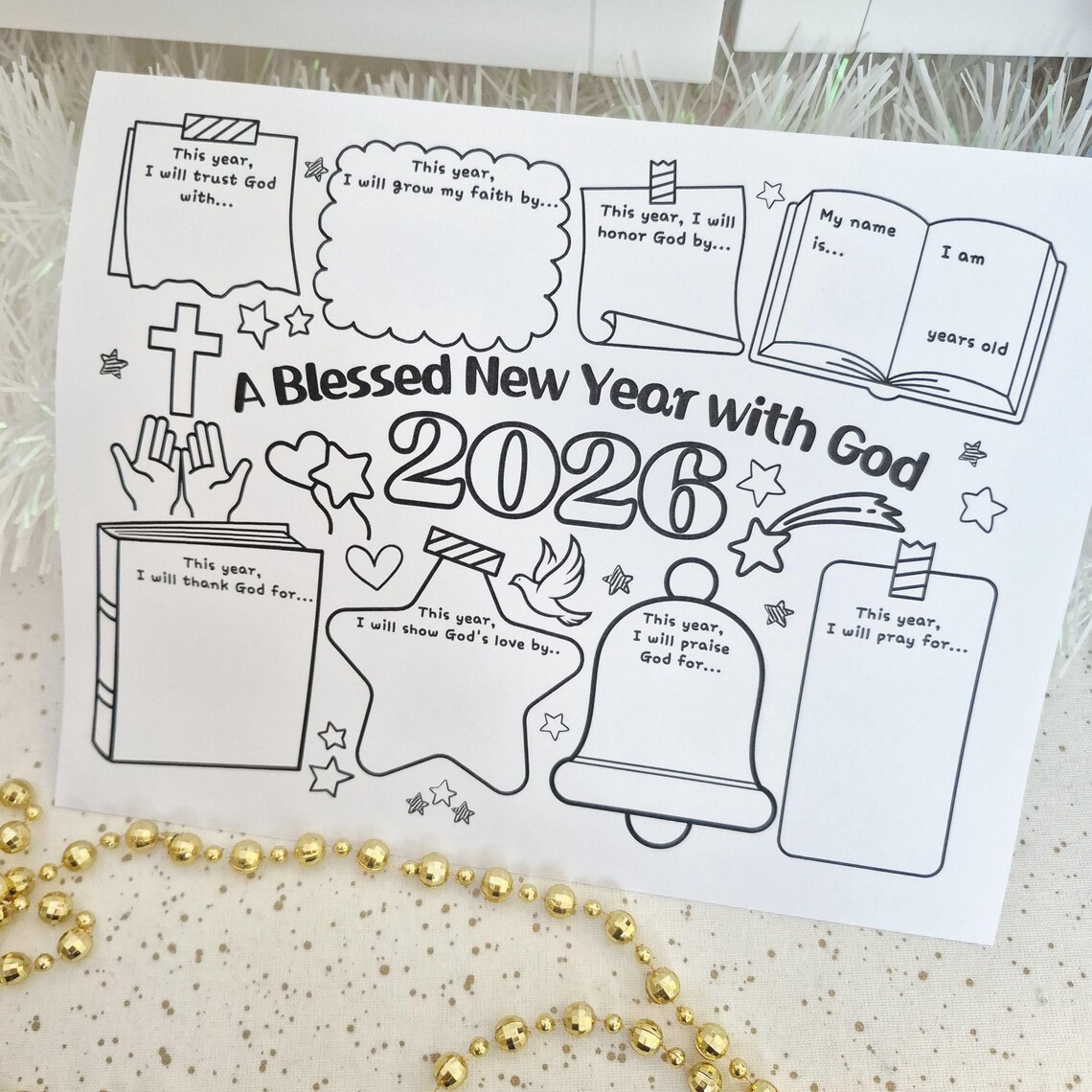 New Year With God Worksheet for Kids | Christian New Year Resolutions ...