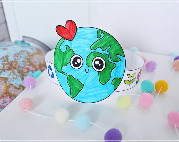 Earth Day Crown Template Printable Earth Paper Crown Environmental ...