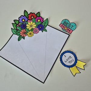 Mother's Day Flower Bouquet Craft BEST MOM Printable Color & Cut ...