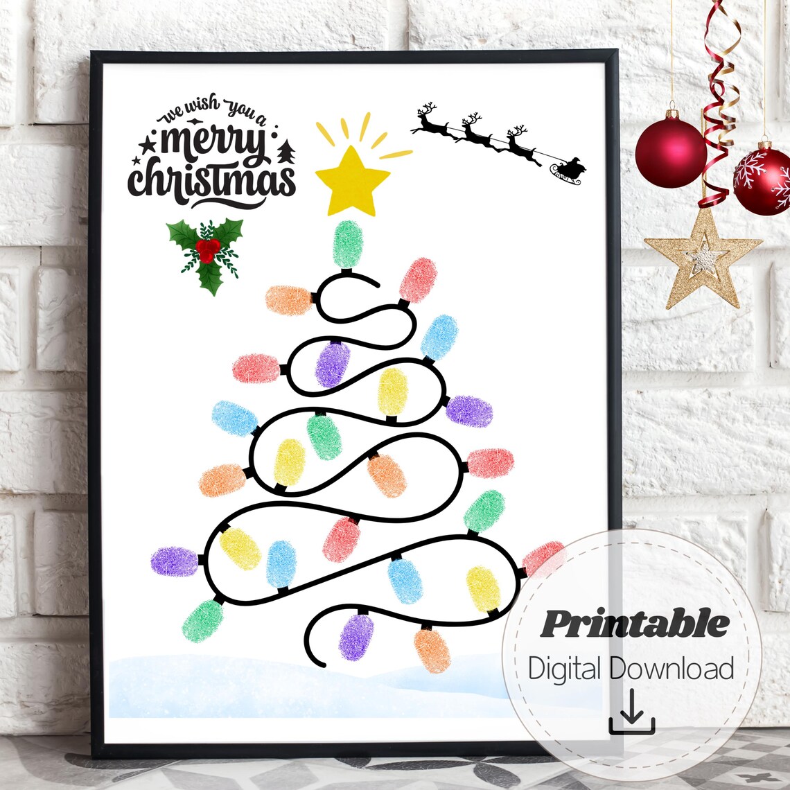 Christmas Tree Lights Handprint Craft | December Art Activity for Kids ...