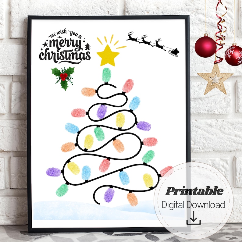 Christmas Tree Lights Handprint Craft | December Art Activity for Kids ...