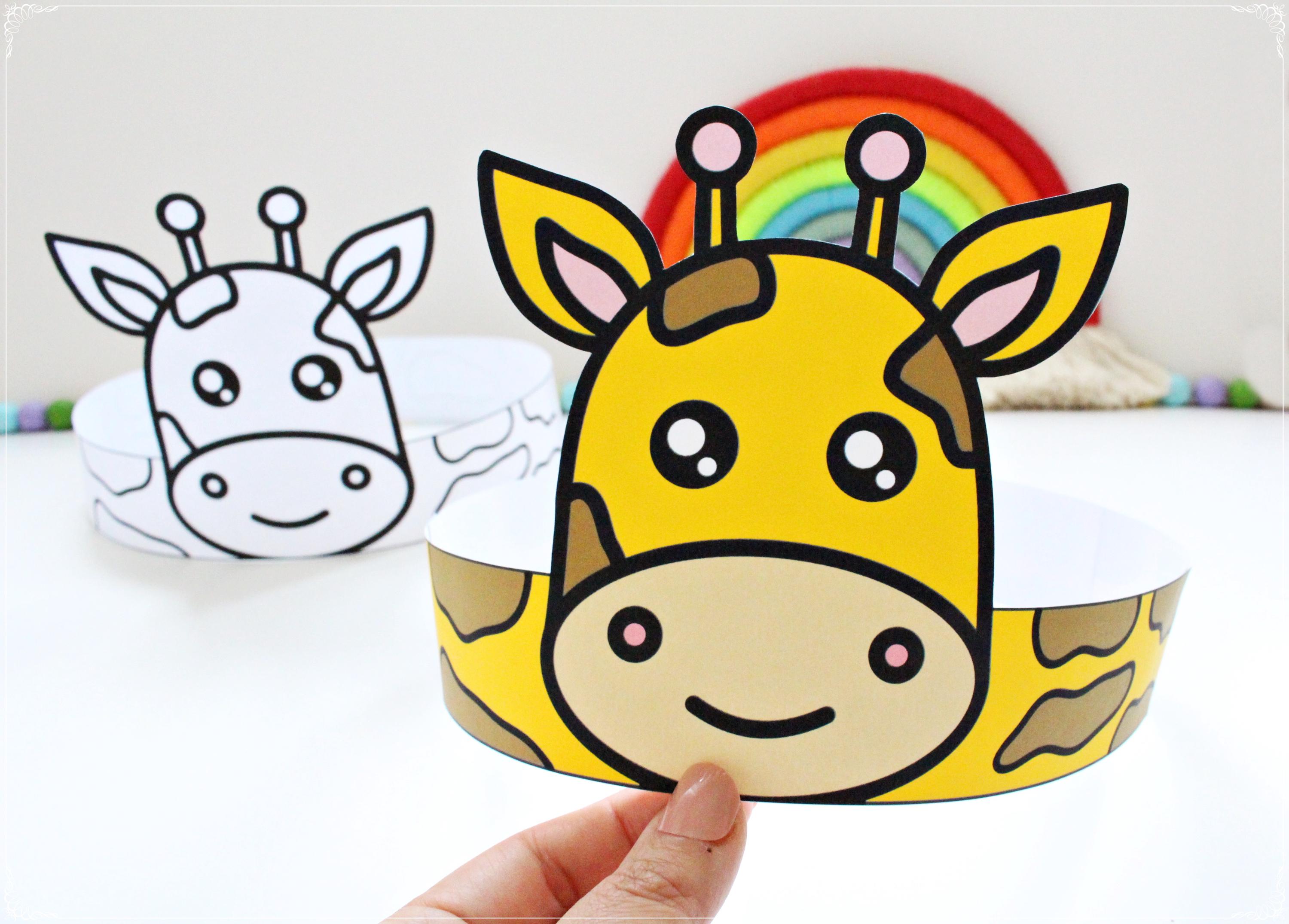 Giraffe Paper Crown Craft Printable Giraffe Day Activity Coloring ...