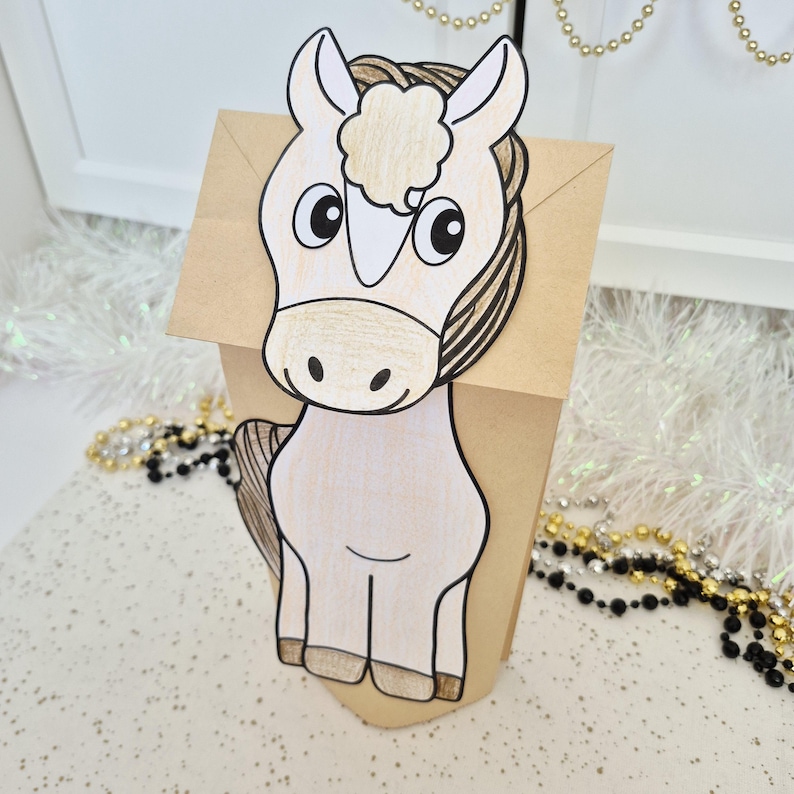 Paper Bag Horse Craft Printable, 2026 Year of the Horse Paper Bag ...