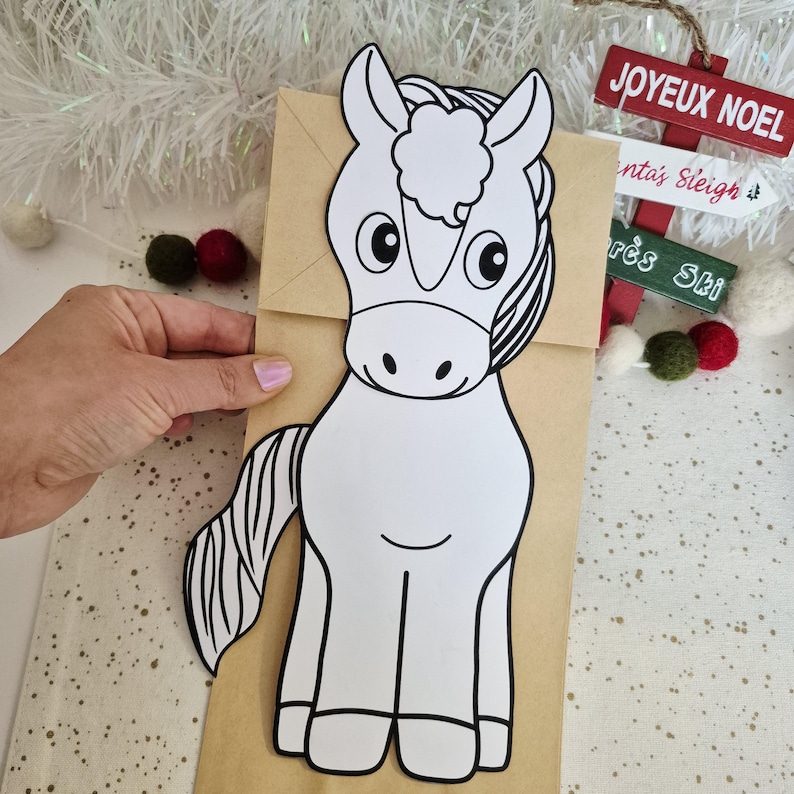 Paper Bag Horse Craft Printable, 2026 Year of the Horse Paper Bag ...