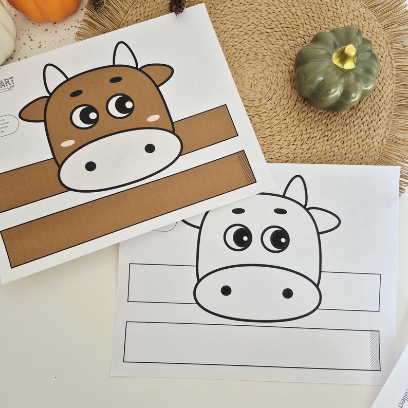 Cow Paper Crown Craft Printable Cow Day Activity Coloring Animal Crown ...