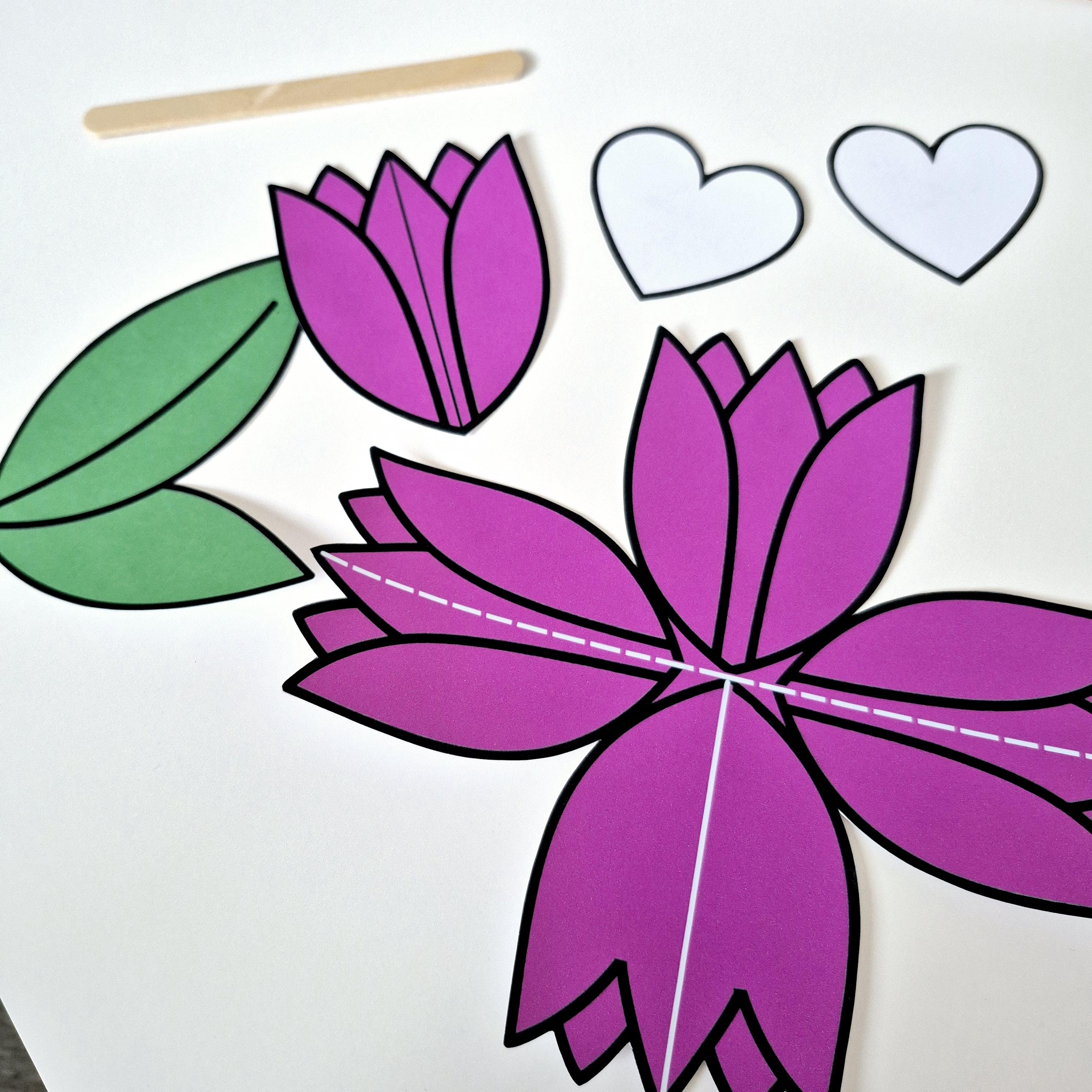 3D Tulip Card Craft Printable Spring Flower Template Mother's Day Card ...