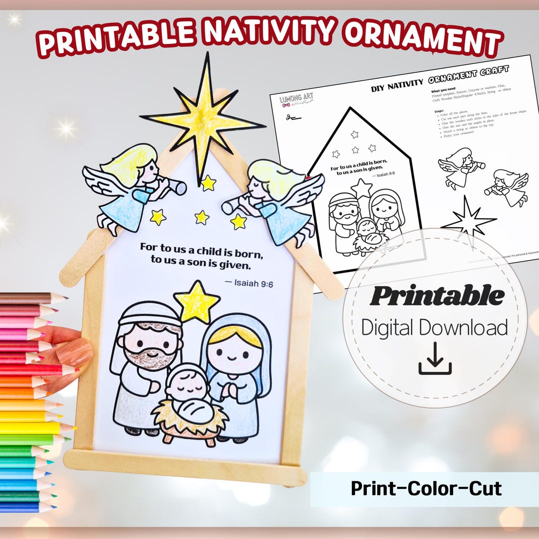 Nativity Ornament Craft Printable | Sunday School Christmas, Baby Jesus ...