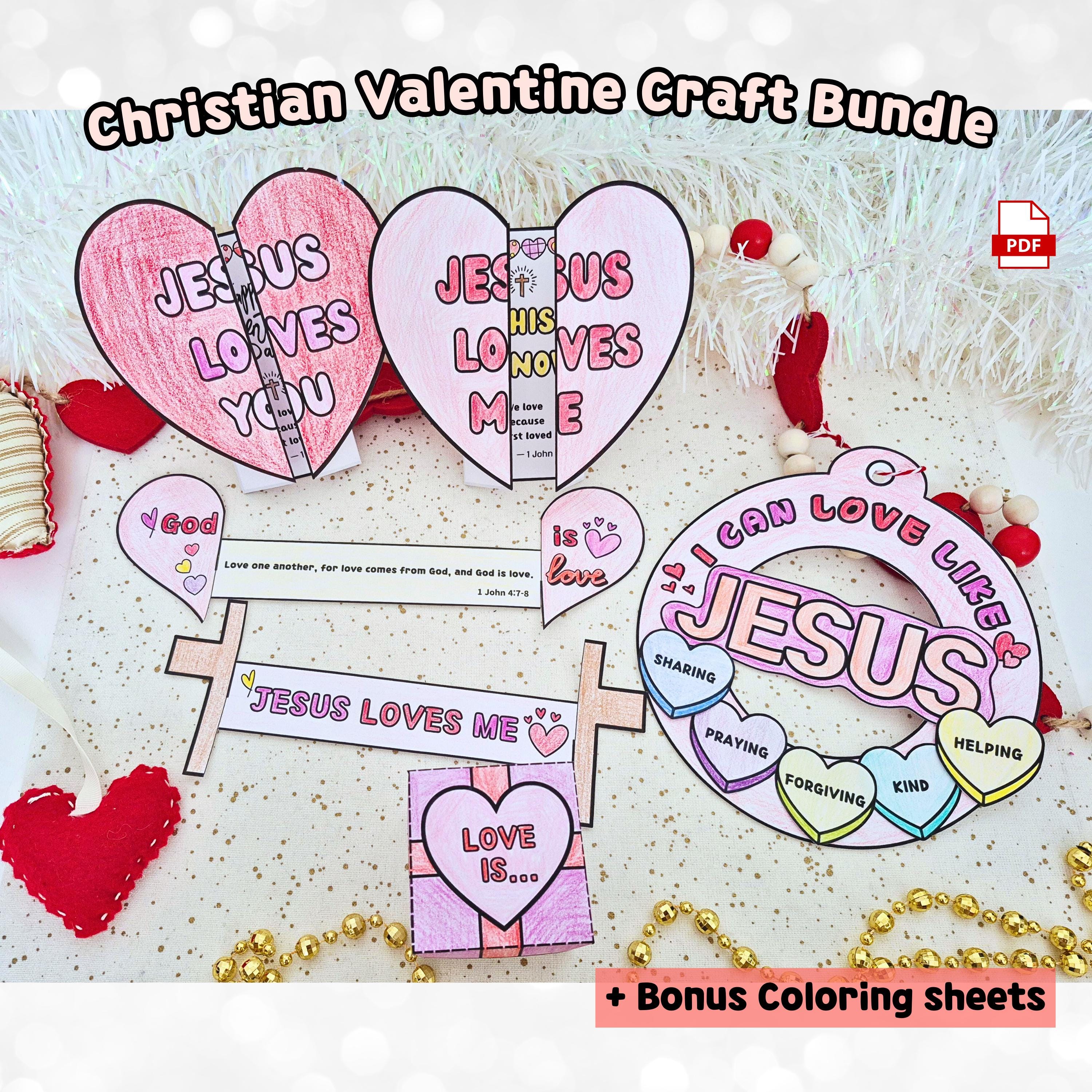 Christian Valentine Craft Bundle for Kids, Sunday School Bible Activity ...
