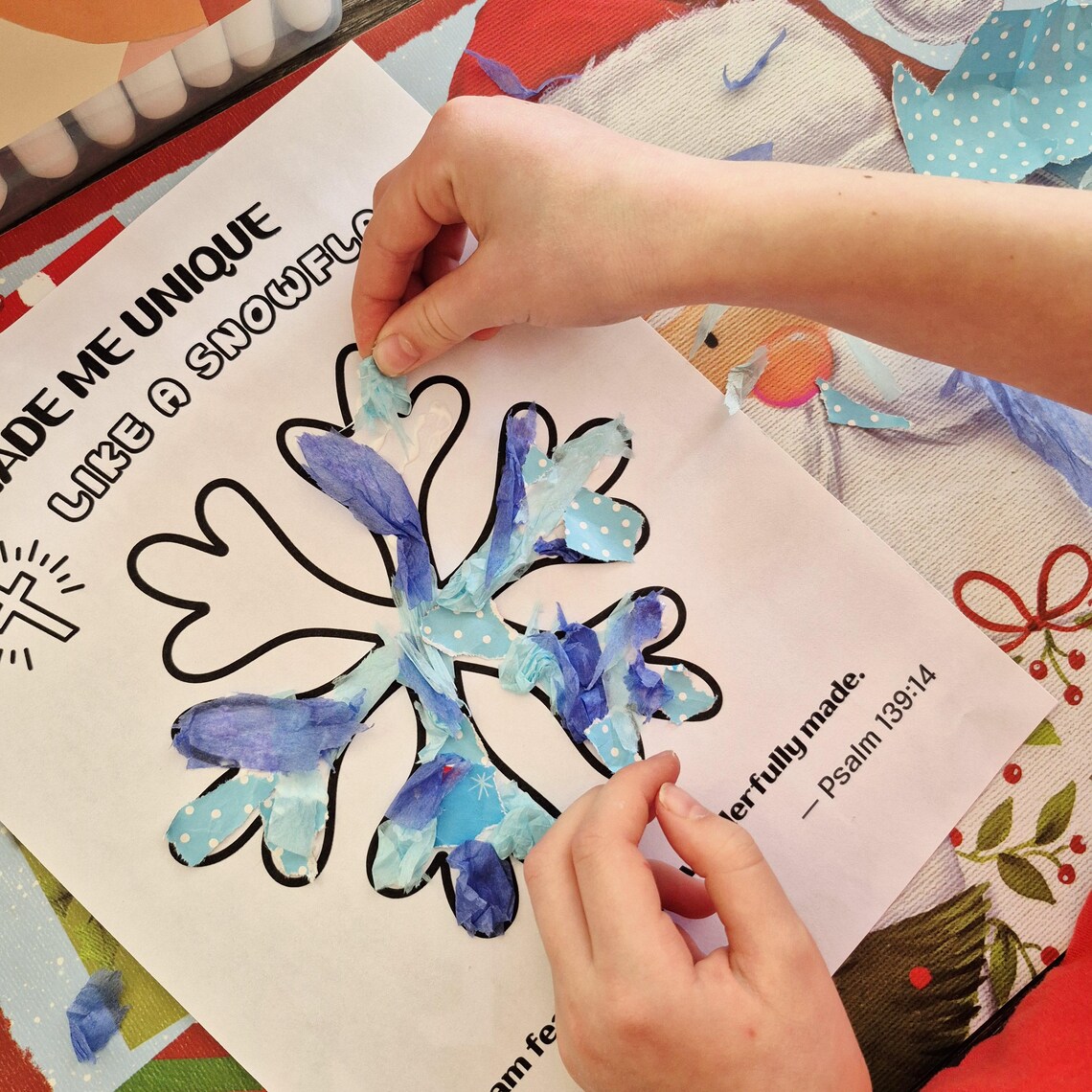 Printable Snowflake Torn Paper Craft for Kids, Christian Winter ...