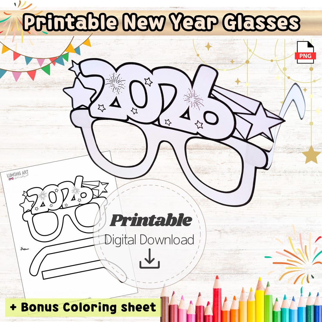 Happy New Year Craft Celebration Glasses Printable Craft – Cut & Make ...