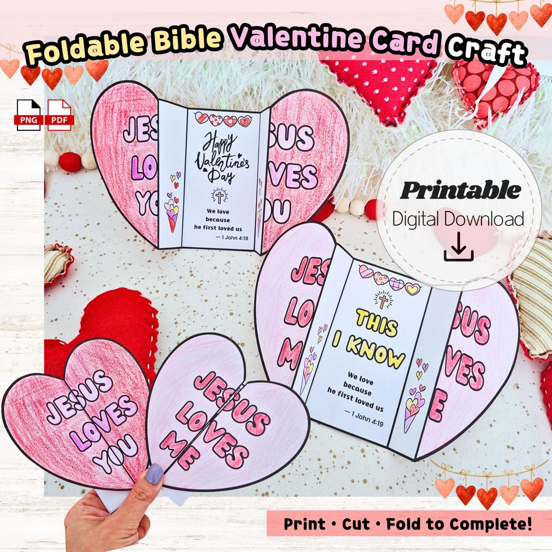 Jesus Loves Me Sunday School Activity | Heart Foldable Card Bible Craft ...