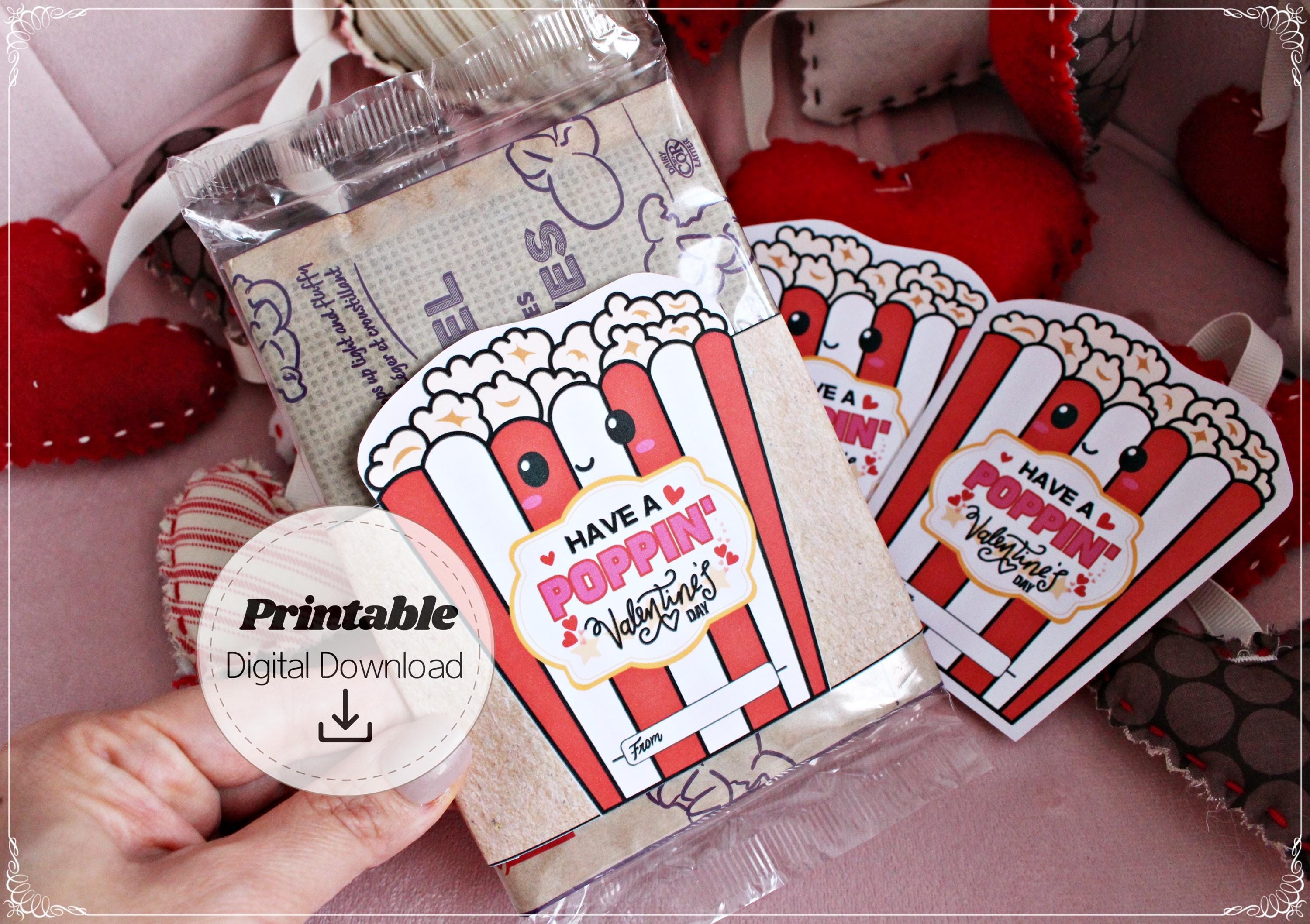 Have a Poppin' Valentine's Day Popcorn Wrapper & Tags, Kids Valentine ...