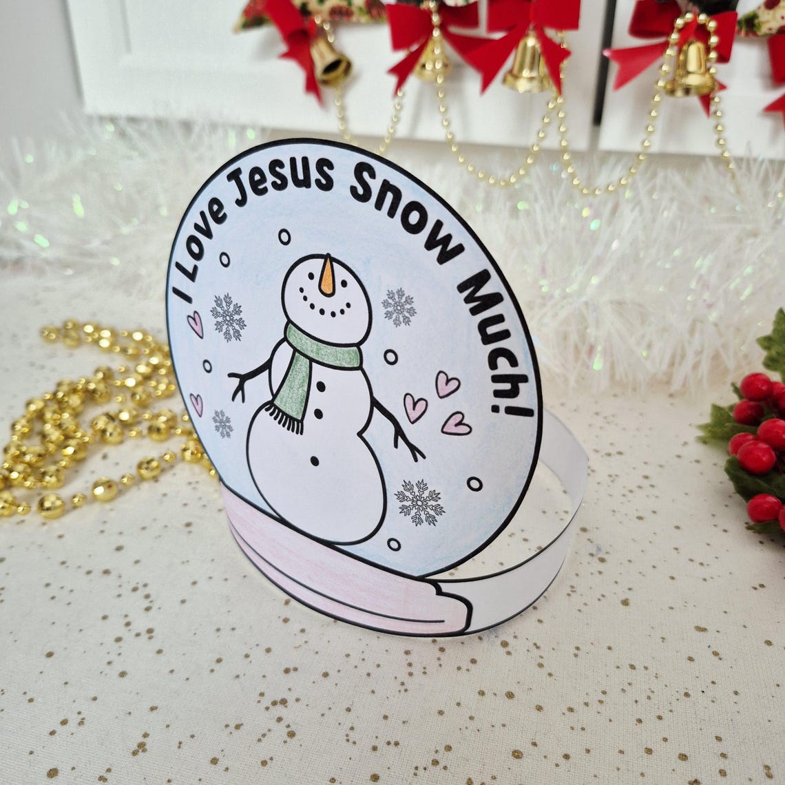 Printable Snow Globe Craft for Kids, I Love Jesus Snow Much, Christian ...