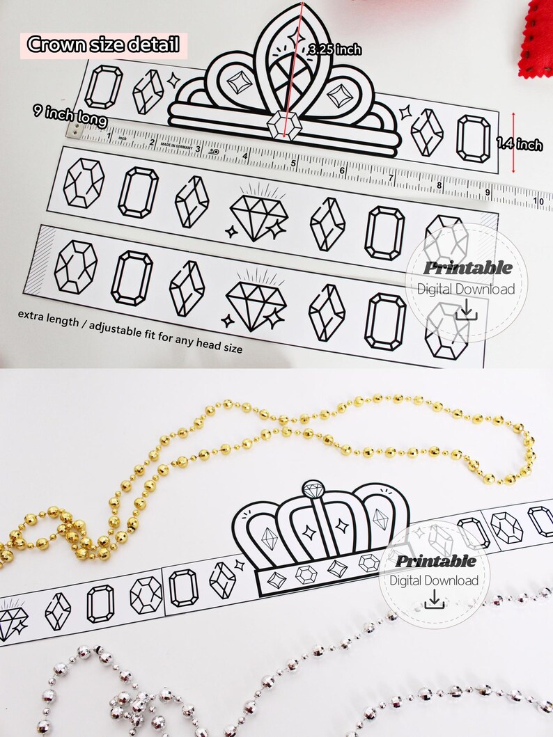Royal Crown Craft Template, Prince Princess Tiara Coloring, King Queen ...