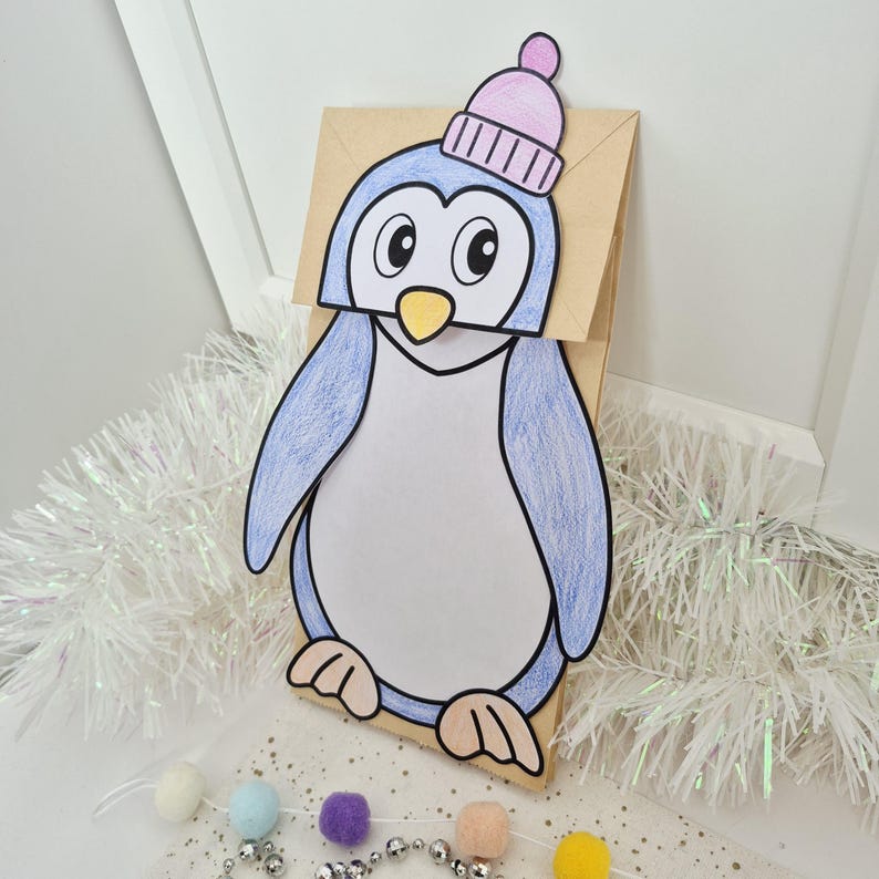 Penguin Paper Bag Craft – Printable Winter Kids Activity (digital ...