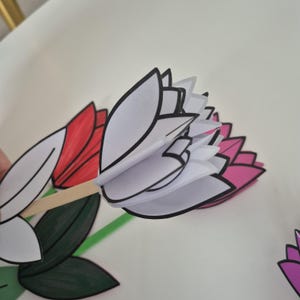 3D Tulip Card Craft Printable Spring Flower Template Mother's Day Card ...