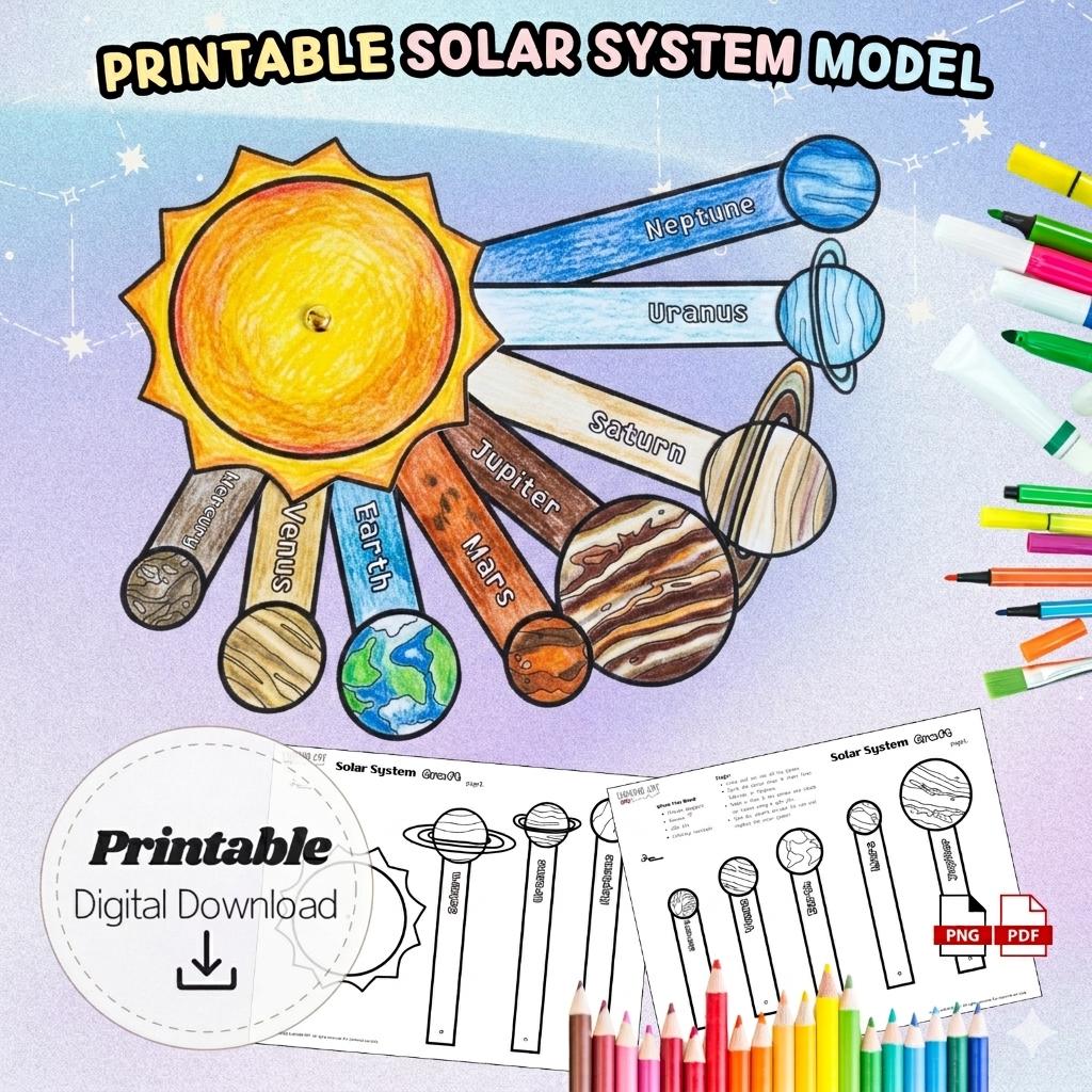 Printable Solar System Model: Space STEM Activity for Kids, Montessori ...