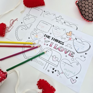 Things I Love Activity Sheet Printable DIY Valentine's Day Kids ...