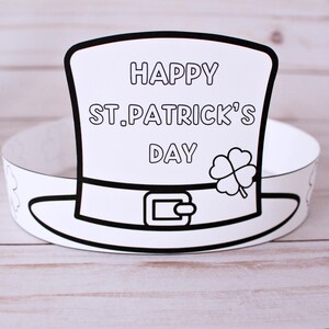 St. Patrick's Day Hat Crown Printable DIY Leprechaun Hat Craft Activity ...