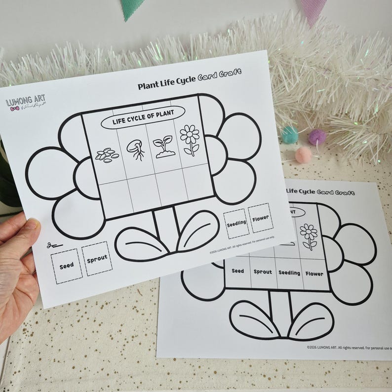 Plant Life Cycle Craft for Kids, Spring Garden Science Activity, Flower ...