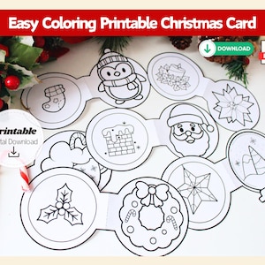 Printable Christmas Coloring Cards DIY Kids Craft Card Activity Holiday ...