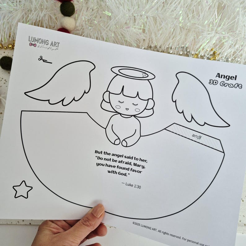 Printable Christmas Angel Craft Bible Verse, 3D Cone Angel Template for ...