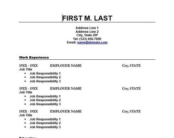 Basic Resume Template - Etsy